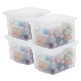 IRIS OHYAMA - Aufbewahrungsbox aus Kunststoff, 10-Liter-Büro-Aufbewahrungsbox, 4er-Set, ddusb-s, transparent, stapelbar, Verschlussclips – B29 x T24