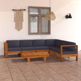 7-tlg. Garten-Lounge-Set, Gartenmöbel, Sitzgruppe Gartenset mit Dunkelgrauen Auflagen Akazienholz LLOAQ579829 MAISONCHIC