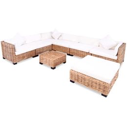 MAISONCHIC - Sofagarnitur 27-tlg. Sofa Loungesofa Couch Modern Natürliches Rattan DE31519