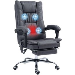 Vinsetto Massagstuhl Bürostuhl mit Massagefunktion, inkl. Fußstütze, höhenverstellbar, 64 cm x 70 cm x 118 cm, Schwarz - Dunkelgrau