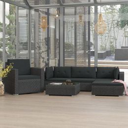 MAISONCHIC - 6-tlg. Garten-Lounge-Set Gartenmöbel-Set Terrassen-Sitzgruppe mit Kissen Poly Rattan Schwarz ZDEH75797