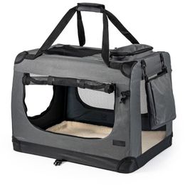 lionto Hundetransportbox Hundetasche Hundebox faltbare Kleintiertasche, (M) 60x42x44 cm grau