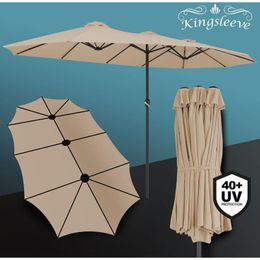 Kingsleeve - Doppelsonnenschirm 460x270 cm uv Schutz 80+ Groß xxl Schutzhülle Kurbel Oval Wasserabweisend Garten Terrasse Sonnenschirm Marktschirm