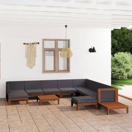 12-tlg. Garten-Lounge-Set,Gartenmöbel-Set mit Kissen Akazie Massivholz vidaXL