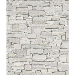 Selection 859126 Vliestapete Steintapete 0.53 m x 10.05 m Beige - Beige,Grau - rasch