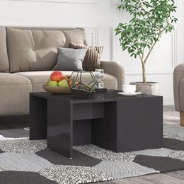 4er Couchtisch-Set, Sofatisch/Kaffeetisch für das Wohnzimmer, Wohnzimmertisch im Industrie-Design Hochglanz-Grau 33x33x33 cm Holzwerkstoff -FV41315