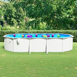 Prolenta Premium Stahlwand-Pool Oval 610x360x120 cm Weiß