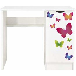 Weiß Kinderschreibtisch - roma - Möbel für Kinderzimmer Thema: Schmetterlinge
