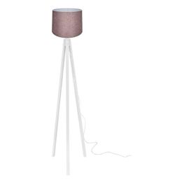 Toscohome - Weiße Dreibein-Stehlampe aus Holz und rosa Lampenschirm - RODIBI3012