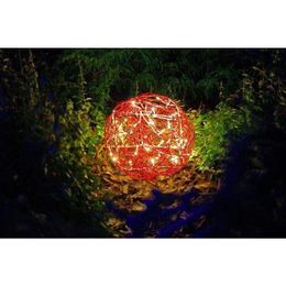 STAR TRADING Best Season led Kugelleuchte Galax für innen und außen, Drahtgeflecht Leuchtkugel Weihnachten in rot, warmweißes Deko Licht, 30 cm