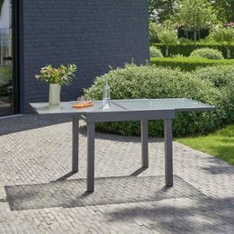 Ausziehbarer Gartentisch aus grauem Aluminium für 4/8 Personen