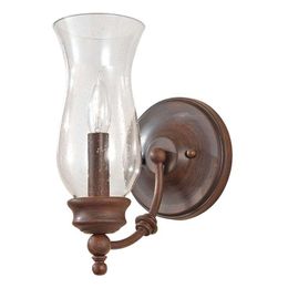 etc-shop Wandlampe Leuchte Stahl Glas Bronze Vintage-Stil h 26,3 cm Flurlampe 1 Flammig