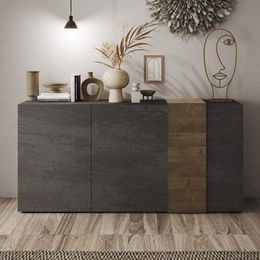 Sideboard mit Türen und Einlegeböden 180 cm Titan und Eiche mercure - Sabry