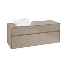 Villeroy & Boch Collaro Waschbeckenunterschrank 1400x548x500 mm, 4 Auszüge , für Waschbecken links, C04600, Farbe: Front/Korpus: Soft Grey, Griff: Soft Grey