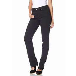 Stretch-Jeans MAC "Melanie" Gr. 34, Länge 32, schwarz (black, black) Damen Jeans Röhrenjeans Bestseller