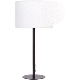 Beliani Nachttischlampe Weiß Boucle Trommelschirm Metallsockel 40 cm Modern Style Wohnzimmer Schlafzimmer - Weiß