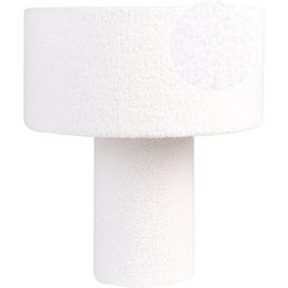 Beliani Nachttischlampe Weiß Sockel Boucle Trommel Schirm 40 cm Modern Style Wohnzimmer Schlafzimmer - Weiß