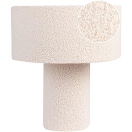 Beliani Nachttischlampe Beige Sockel Boucle Trommel Schirm 40 cm Modern Style Wohnzimmer Schlafzimmer - Beige