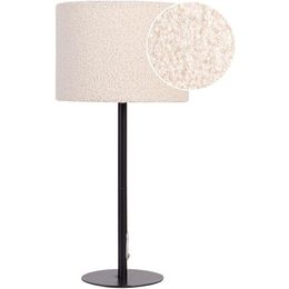 Beliani Nachttischlampe Beige Boucle Trommelschirm Metallsockel 40 cm Modern Style Wohnzimmer Schlafzimmer - Beige