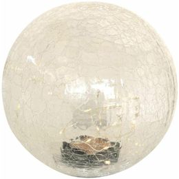 Spetebo Led Solar Glaskugel aus Crackle Glas - 25 cm - Kugelleuchte mit 30 led in warm weiß - Garten Balkon Terrasse Deko Kugel Lampe Beleuchtung