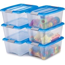 IRIS OHYAMA, Aufbewahrungsbox aus Kunststoff, 15 l Büro-Aufbewahrungsbox, 6er-Set, BPA-frei, NTB-15, blau, stapelbar, Verschlussclips – B39,5 x T29 x