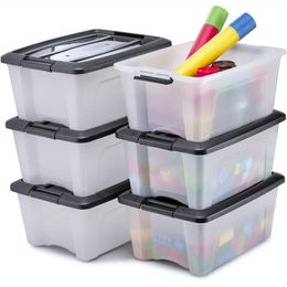 IRIS OHYAMA, Aufbewahrungsbox aus Kunststoff, 15 l Büro-Aufbewahrungsbox, 6er-Set, BPA-frei, NTB-15, weiß, stapelbar, Verschlussclips – B39,5 x T29 x