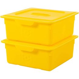 IRIS OHYAMA - Kunststoff-Aufbewahrungsbox für Kinder, 2er-Set, 10 l, BPA-frei -KDL-330 – Gelb, stapelbar, Verschlussclips – B33 x T31,5 x H13,5 cm