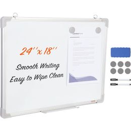 Whiteboard Magnettafel mit Stiftablage 457 x 610 mm, Whiteboard inkl. 2 Whiteboard-Stifte +6 Magnete + 1 Magnetische Löscher, White Board Trocken