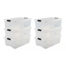 IRIS OHYAMA - 6er-Set, Aufbewahrungsboxen, 30 l, mit Clips, stapelbar, Wohnzimmer, Schlafzimmer, Garage - New Top Box NTB-30 - Transparent