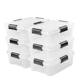 IRIS OHYAMA - Aufbewahrungsbox aus Kunststoff, Set mit 6 hermetischen Boxen à 10 l, at-s, Transparent, B39 x T29 x H14 cm