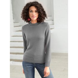 Stehkragenpullover Casual Looks "Pullover" Gr. 52, grau (grau, meliert) Damen Pullover Rollkragenpullover