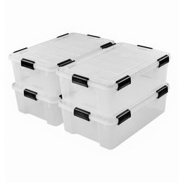 IRIS OHYAMA, Aufbewahrungsbox aus Kunststoff, Set mit 4 hermetischen Boxen à 30 l, AT-LS, Transparent, B59 x T39 x H19 cm