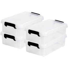 IRIS OHYAMA Aufbewahrungsbox aus Kunststoff mit Clipdeckel, 4er Pack, 4 l, BPA-frei, Leicht zu transportieren, Stabil, Wohnzimmer, Schlafzimmer, Büro - DDMBX-4