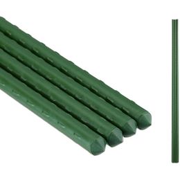 Relaxdays Pflanzstäbe, 10er Set, 75 cm, Ø 10 mm, kunststoffummantelter Stahl, Rankhilfe für Pflanzen, Rankstäbe, grün