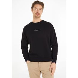 Sweatshirt Tommy Hilfiger "TOMMY LOGO TIPPED CREWNECK" Gr. XXXL, schwarz (black) Herren Sweatshirts