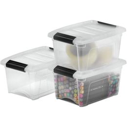 IRIS OHYAMA - Aufbewahrungsbox aus Kunststoff, 5 l Schreibtisch-Aufbewahrungsbox, 3er-Set, DDNTB-5, transparent, stapelbar, Verschlussclips – B28 x