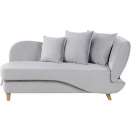 Beliani Chaiselongue Rechtsseitig Hellgrau Samtstoff mit Bettkasten Dekokissen Modern Récamiere Liegesofa Sitzmöbel Wohnzimmer Jugendzimmer