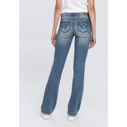 Bootcut-Jeans Arizona "Shaping" Gr. 80, K + L Gr, blau (blue, used) Damen Jeans Bootcut