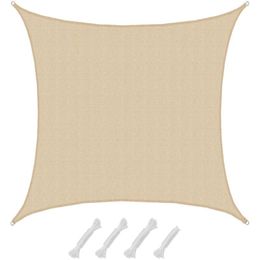 AMANKA 7x7 Water Permeable Sun Shade Sail - Patio Sail Privacy Screen - Garden Sunsail - beige