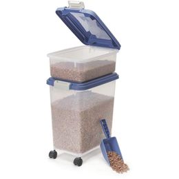 IRIS OHYAMA - Luftdichte Futterbox aus Kunststoff für Tiere mit Rädern, Schaufel und Klappdeckel, 2er-Pack, 30 l/11,3 kg, MP-8/MP-1, Graublau