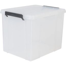 IRIS OHYAMA - Aufbewahrungsbox aus Kunststoff, 38 l Büro-Aufbewahrungsbox, BPA-frei, MBX-38, transparent, stapelbar, Verschlussclips – B45 x T35 x