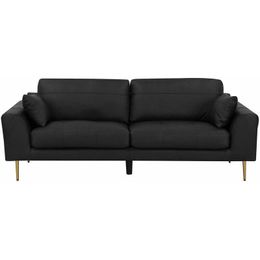 Beliani - Sofa Schwarz Echtleder 3-Sitzer Modern Wohnzimmer - Gold