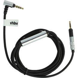 vhbw - Audio aux Kabel kompatibel mit Bose QC35, QC35 ii, QC25 Kopfhörer - Audiokabel 3,5 mm Klinkenstecker, 150 cm, Schwarz, Silber