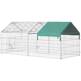 PawHut - Laufgitter für Kleintiere, Außengehege, 4 Bodenspieße, 220 cm x 103 cm x 103 cm, Schwarz + Grün - Grün