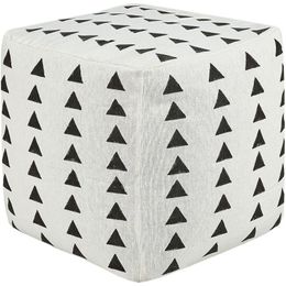 Beliani Sitzpouf aus weißer und schwarzer Baumwolle 45 x 45 cm geometrisches Muster dekorativer Sitz handgefertigt Boho Modern Stil Wohnzimmer Schlafzimmer