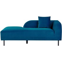 Beliani Chaiselongue Marineblau Samtstoff Rechtsseitig mit Kissen Modernes Design Retro Stil Relaxliege für Wohnzimmer Schlafzimmer Indoor - Blau