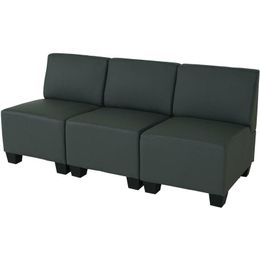 HHG Neuwertig] Modular 3-Sitzer Sofa Couch Lyon, Kunstleder dunkelgrau, ohne Armlehnen - grey