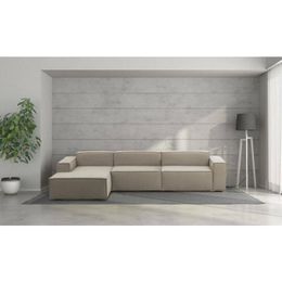 Festes Sofa Dgarzy, Modulares 4-Sitzer-Sofa mit linker Halbinsel, 100% Made in Italy, Modernes Sofa aus Stoff, Cm 340x170h70, Turteltaube - Dmora