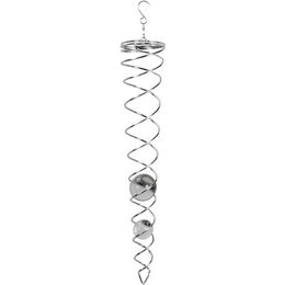 Spetebo - Metall Windspirale twister silber - 43 cm - Deko Windspiel mit Glas Kugel - Sonnenfänger Lichtspiel für Garten Balkon Fenster