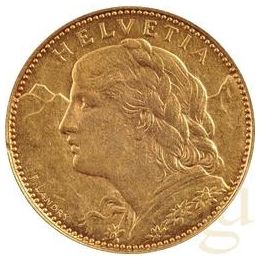 Mendler 10 schweizer Franken Goldmünze Vreneli 1913